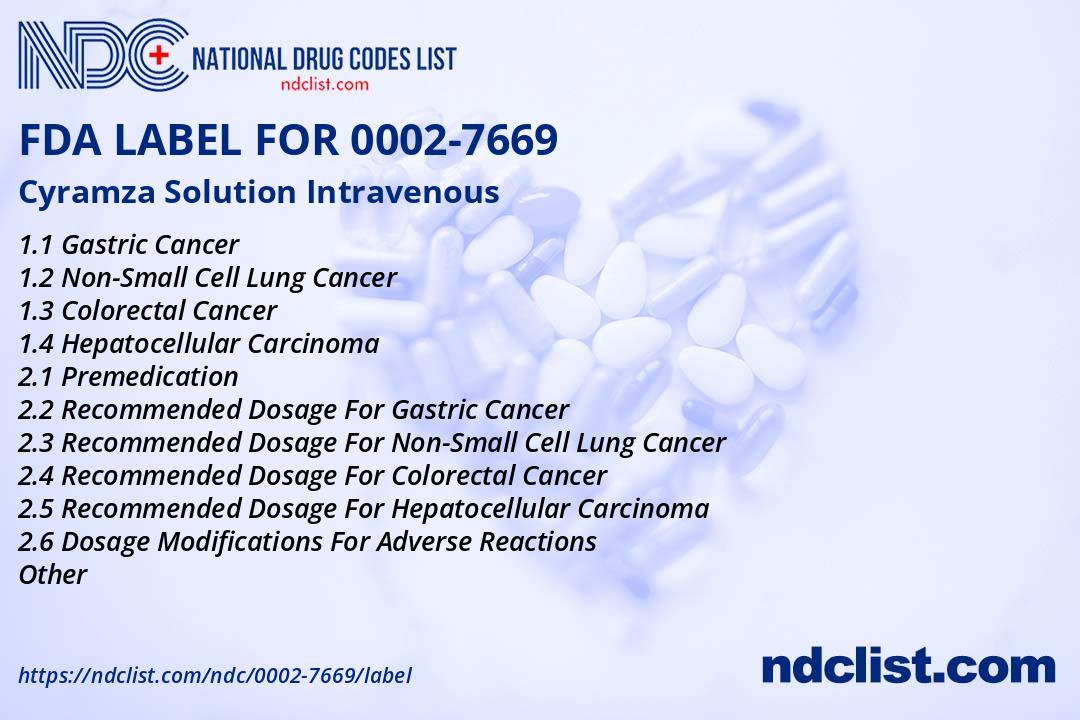 FDA Label for Cyramza Solution Intravenous - Indications, Usage ...