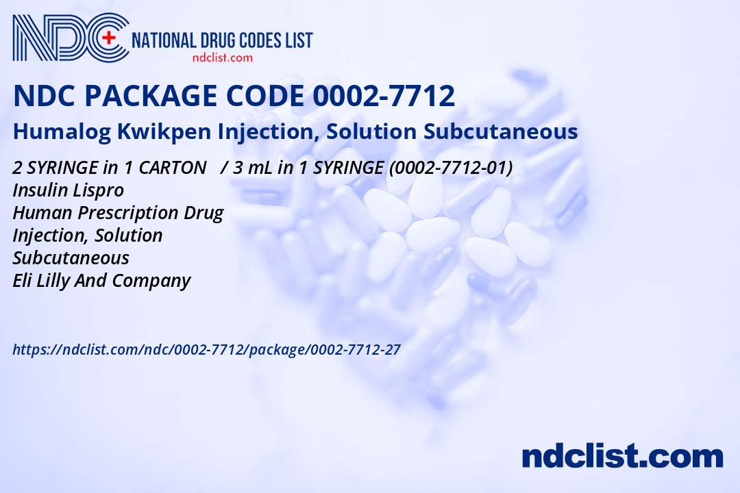 NDC Package 0002-7712-27 Humalog Kwikpen Injection, Solution Subcutaneous