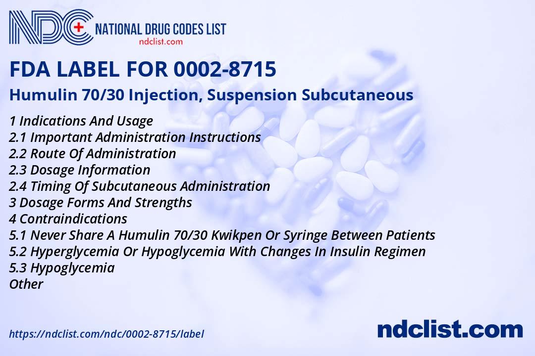 FDA Label for Humulin 70/30 Injection, Suspension Subcutaneous - Indications, Usage & Precautions
