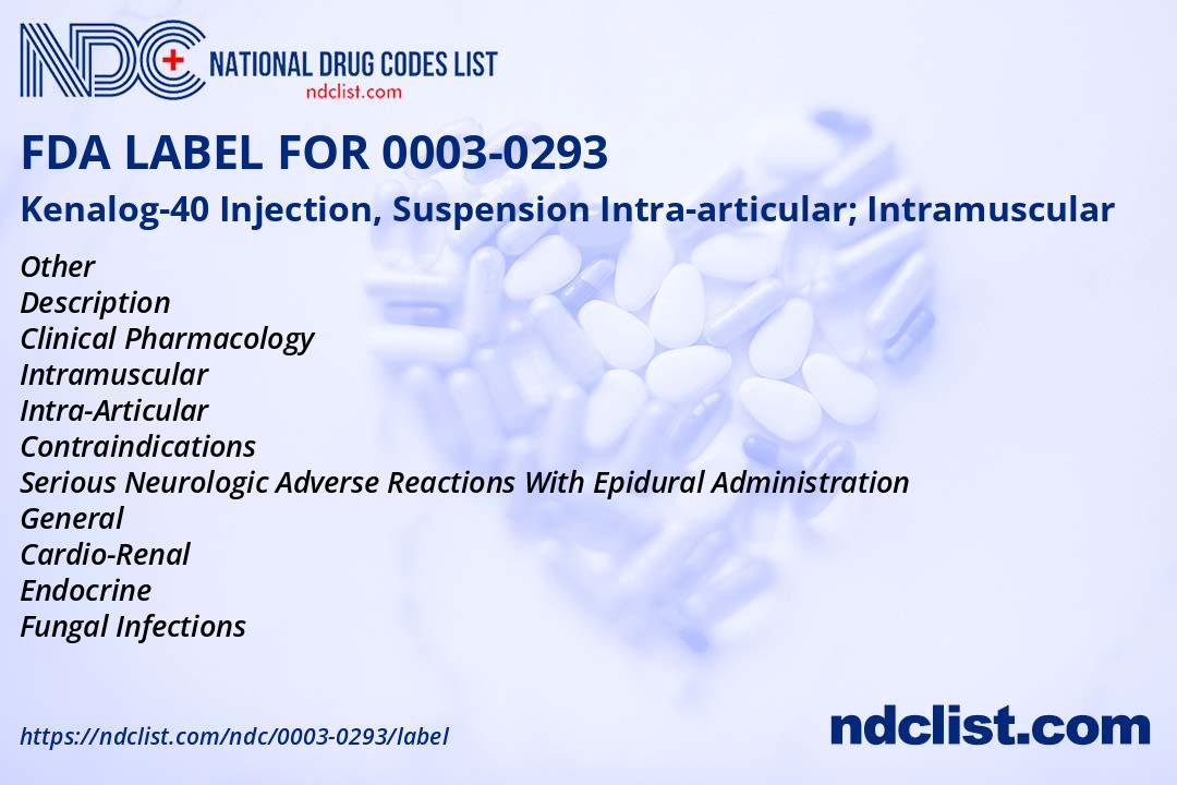 FDA Label for Kenalog-40 Injection, Suspension Intra-articular ...