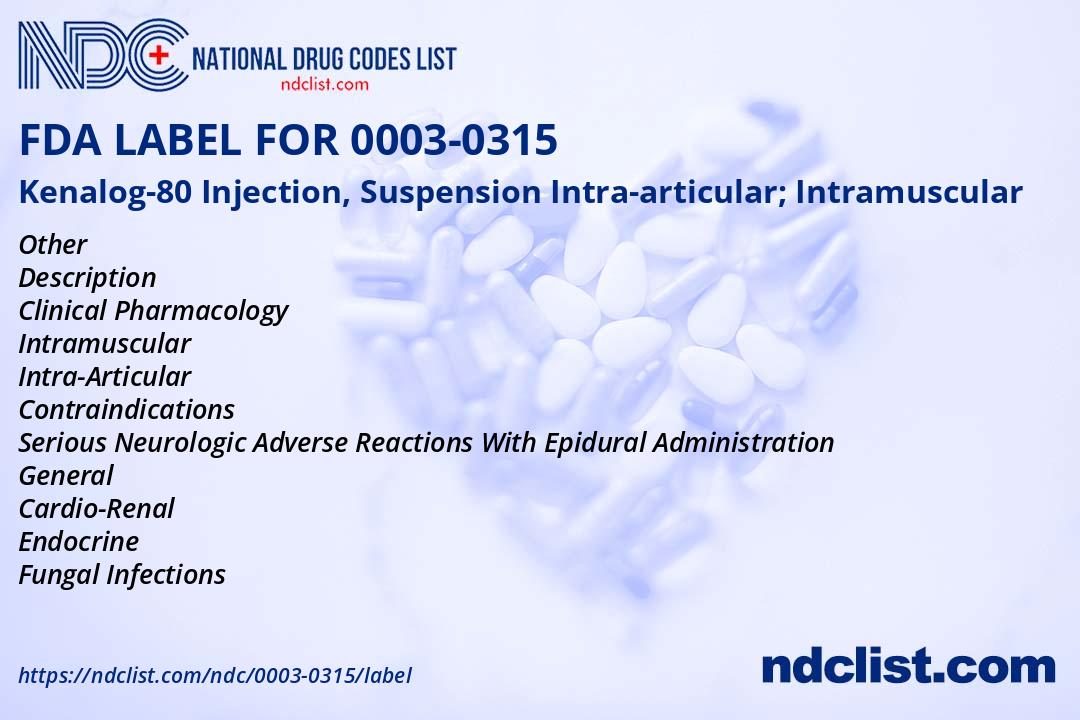 FDA Label for Kenalog-80 Injection, Suspension Intra-articular ...