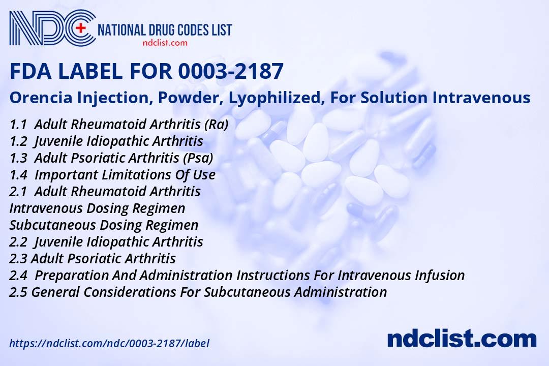 Orencia FDA Label - NDC 0003-2187