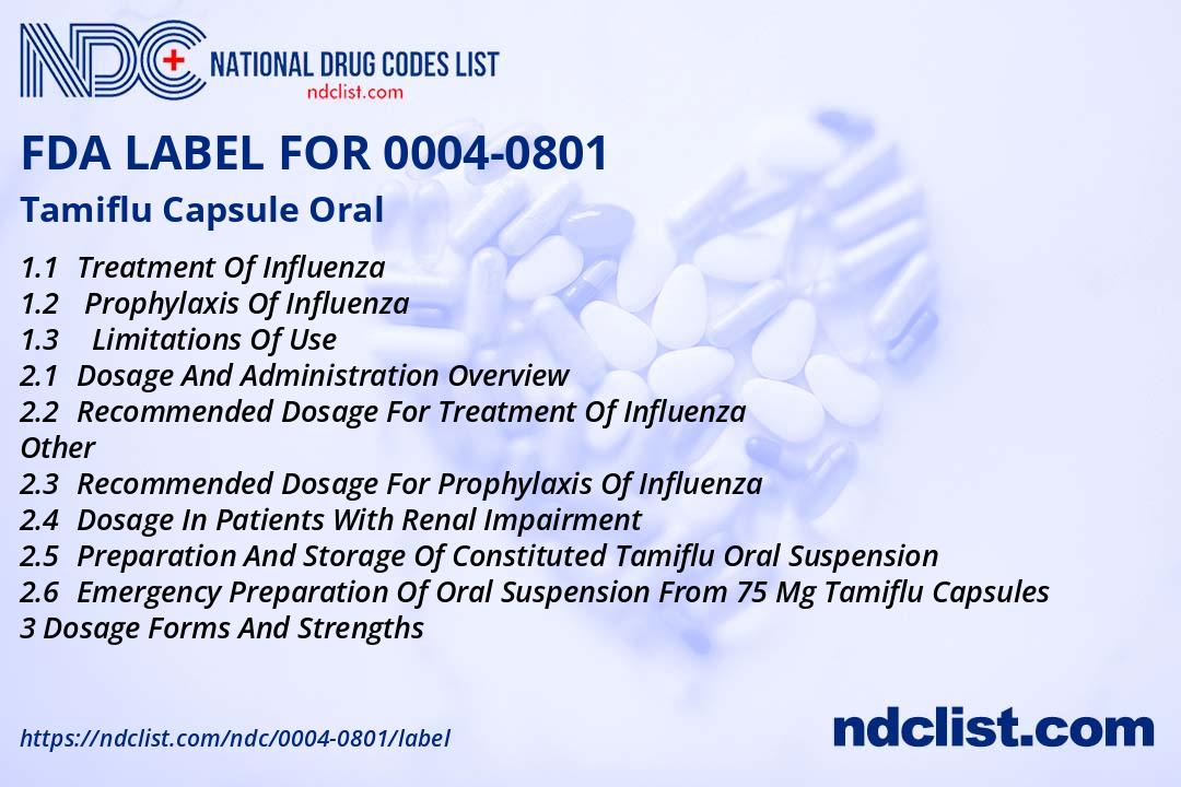 Tamiflu- FDA Label NDC0004-0801