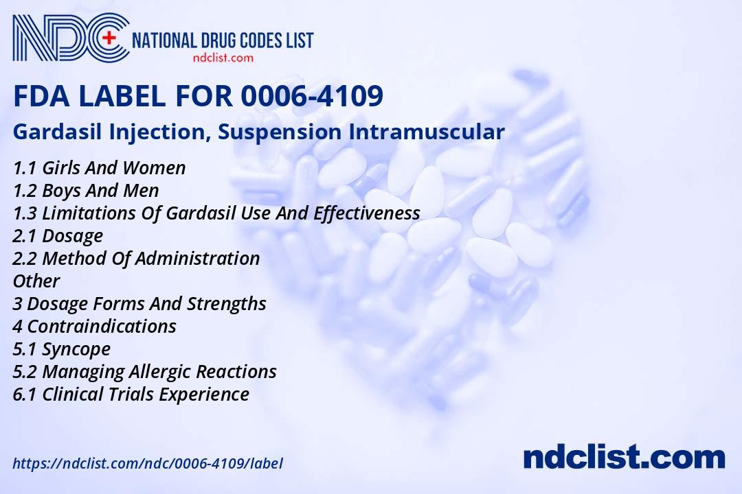 FDA Label for Gardasil Injection, Suspension Intramuscular ...