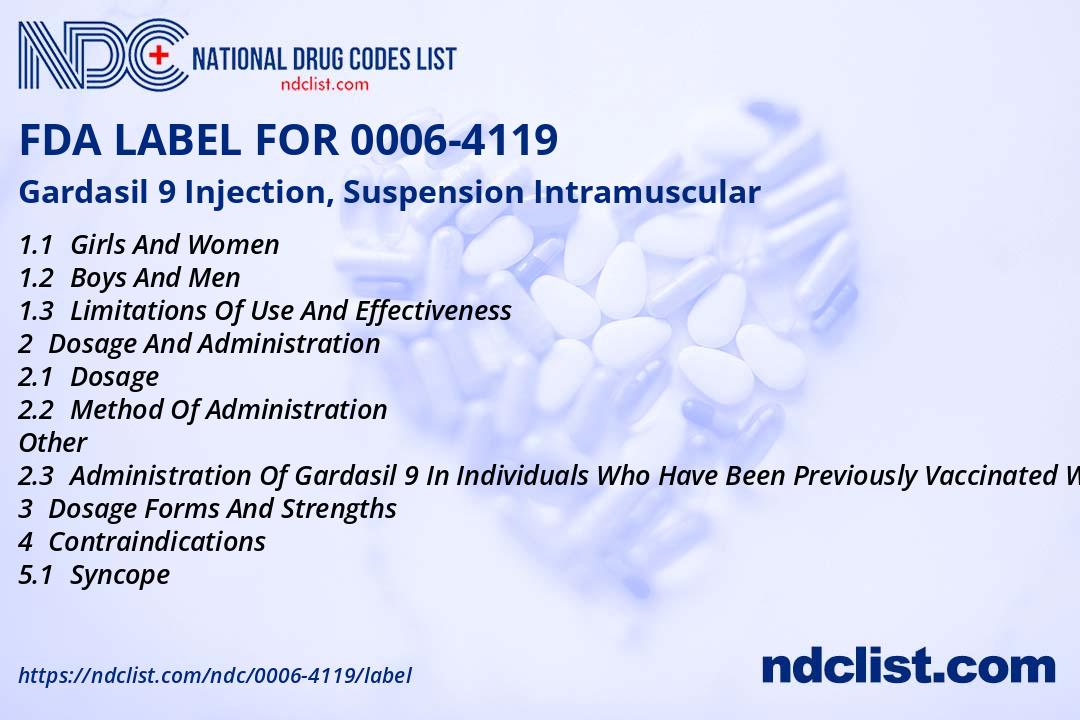 FDA Label for Gardasil 9 Injection, Suspension Intramuscular ...