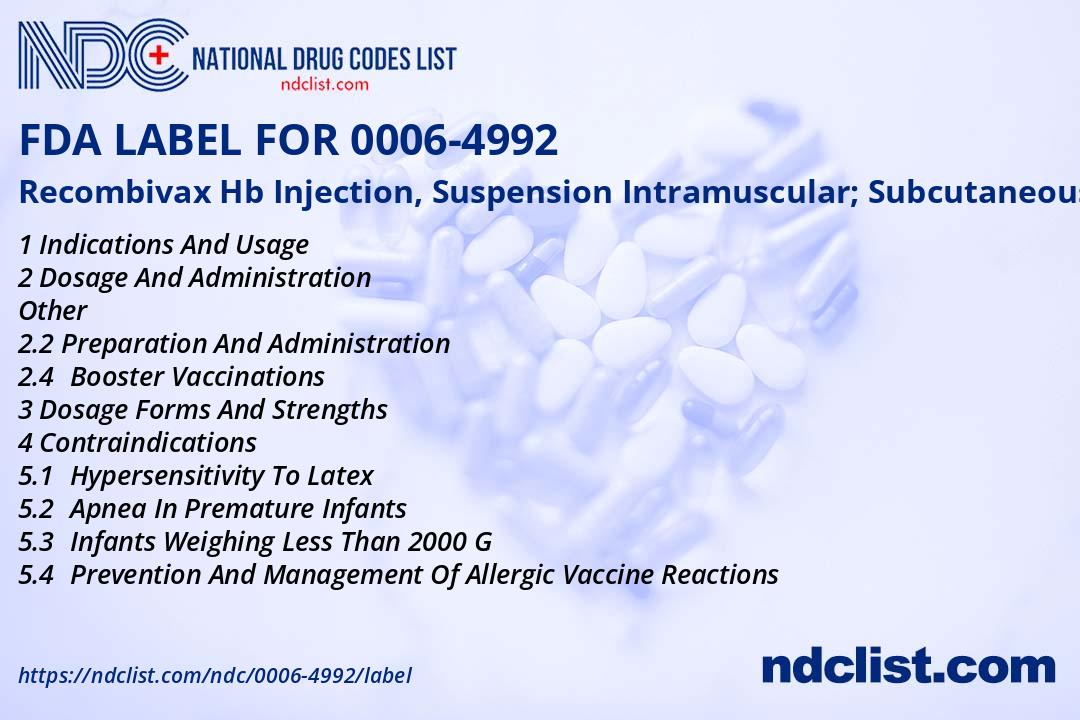 FDA Label for Recombivax Hb Injection, Suspension Intramuscular ...
