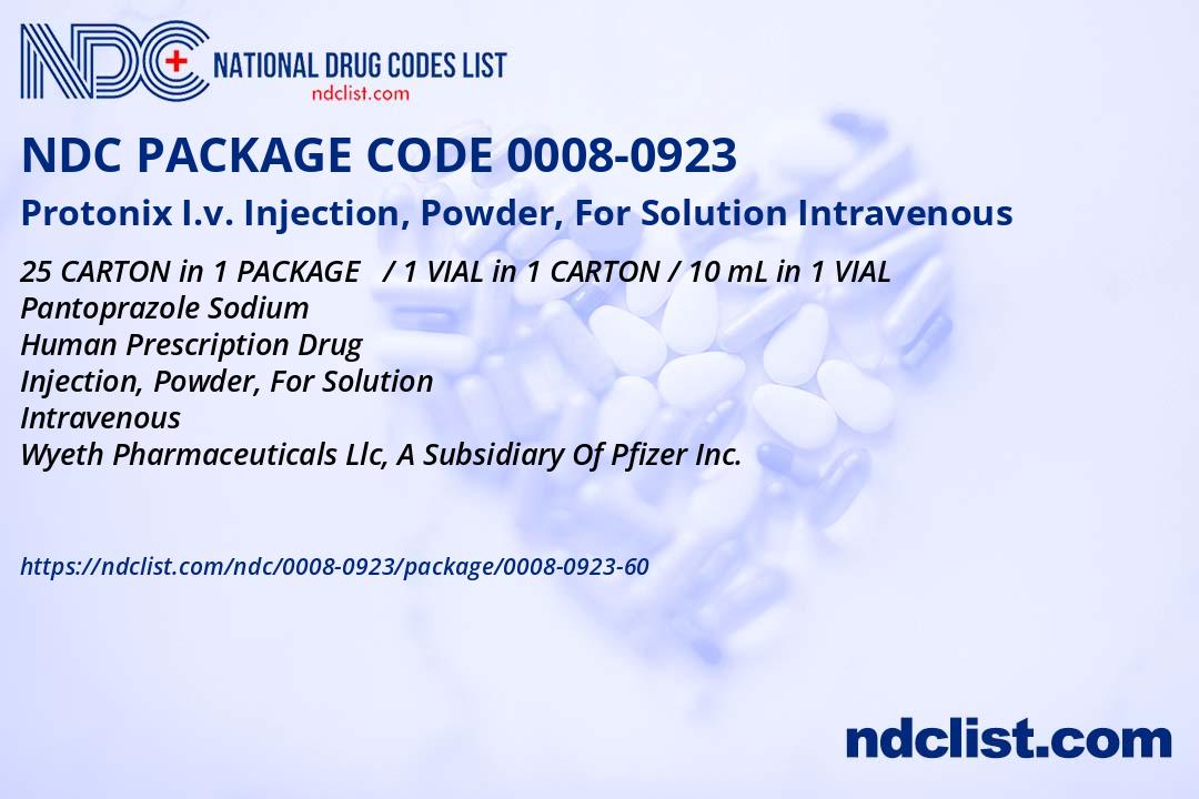NDC Package 0008-0923-60 Protonix I.v. Injection, Powder, For Solution ...