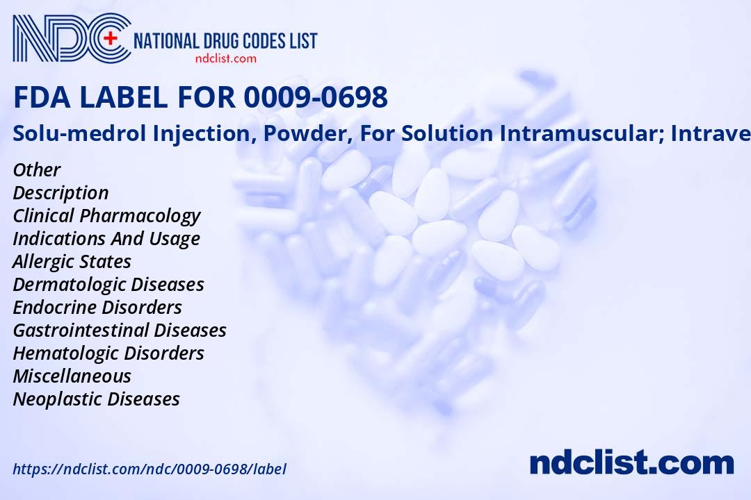 Solu-medrol FDA Label - NDC 0009-0698