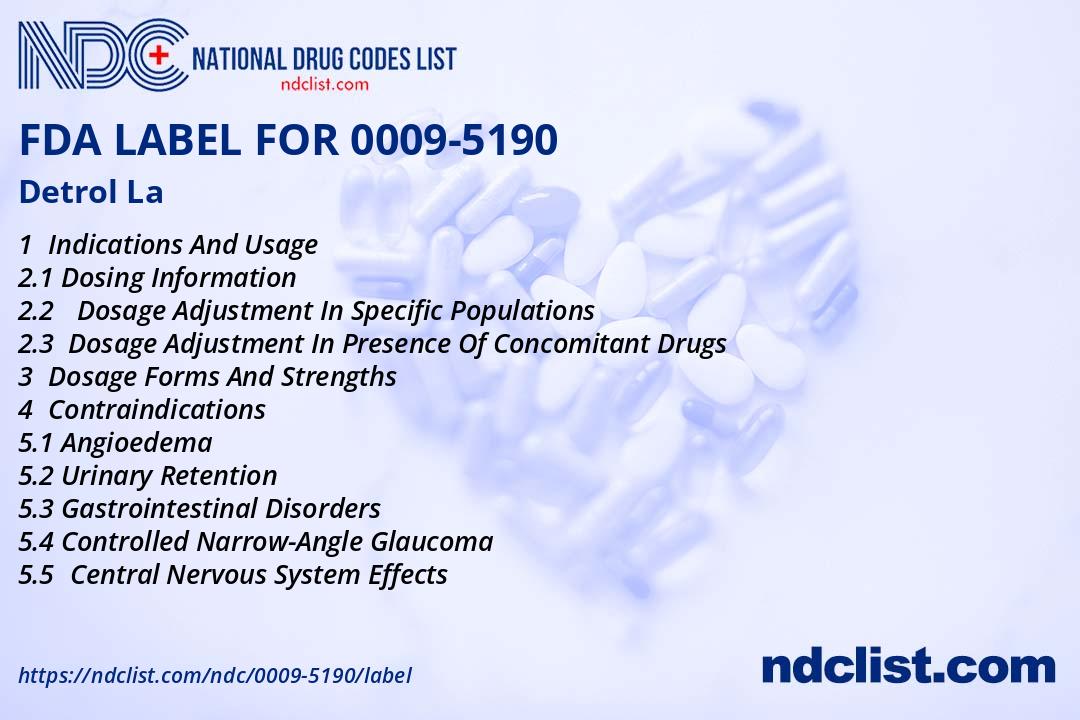 FDA Label for Detrol La - Indications, Usage & Precautions