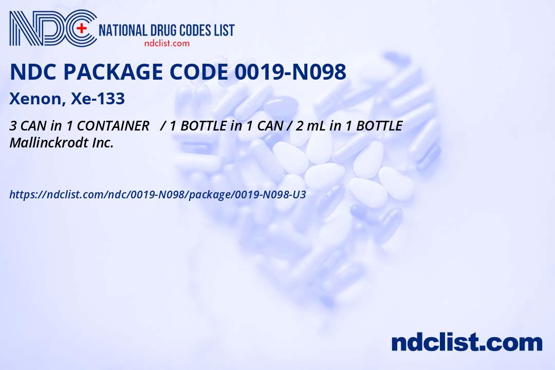 NDC Package 0019-N098-U3 Xenon, Xe-133