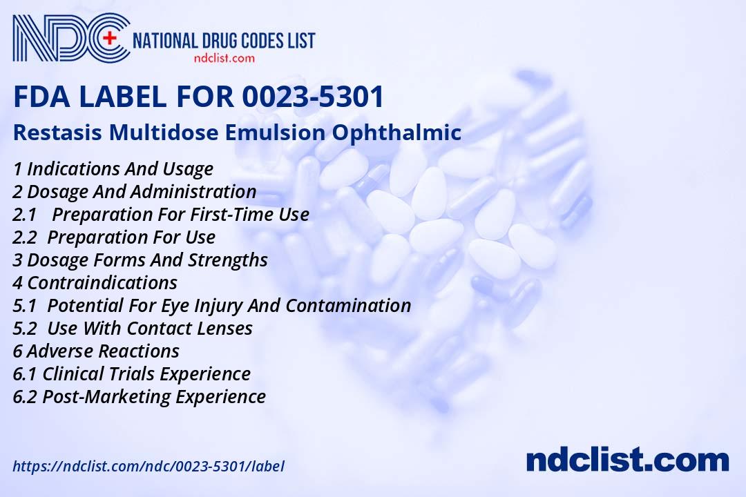 Restasis Multidose Emulsion FDA Label - NDC 0023-5301