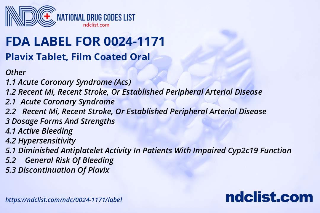 FDA Label for Plavix Tablet, Film Coated Oral - Indications, Usage ...