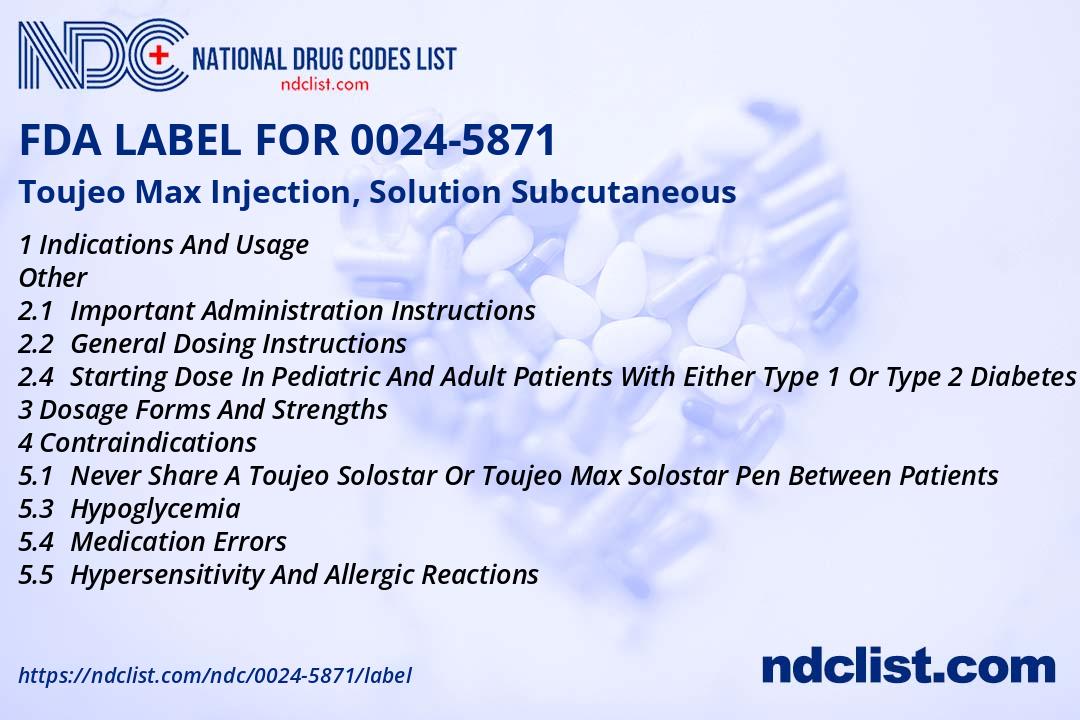 FDA Label for Toujeo Max Injection, Solution Subcutaneous - Indications ...