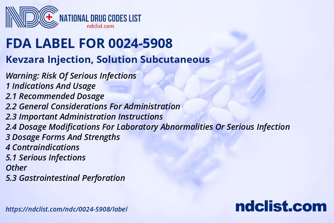 Kevzara Injection, Solution FDA Label - NDC 0024-5908