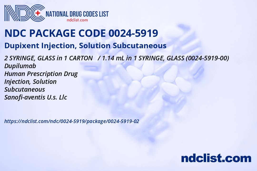 Dupixent Injection, Solution NDC Package 0024-5919-02