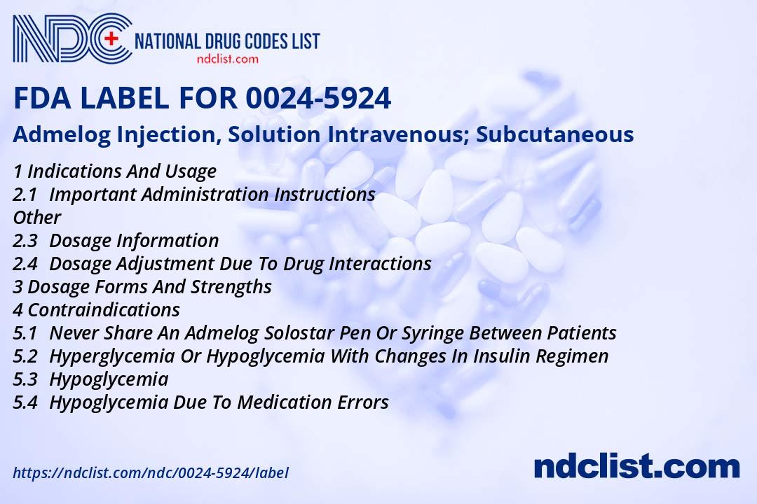 FDA Label for Admelog Injection, Solution Intravenous; Subcutaneous ...