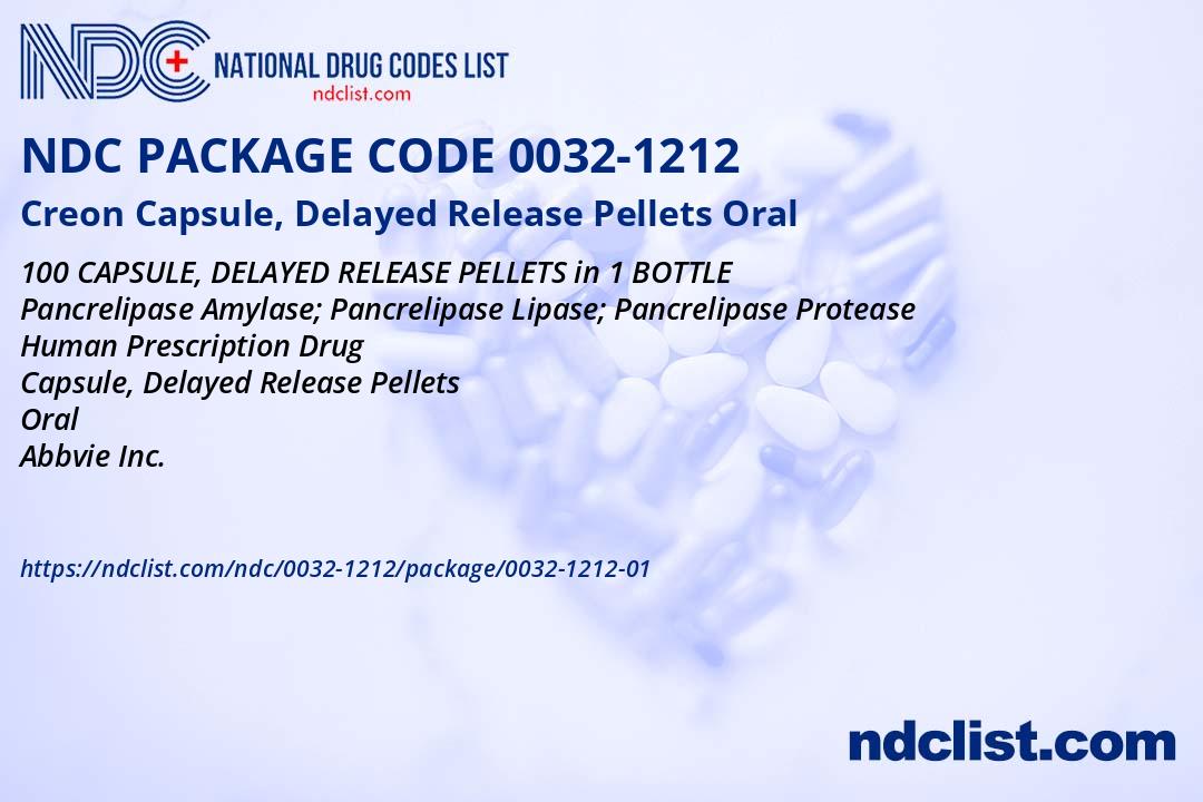 Creon Capsule, Delayed Release Pellets- NDC0032-1212-01