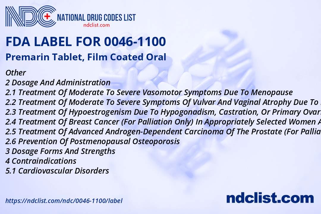 Premarin Tablet, Film Coated- FDA Label NDC0046-1100