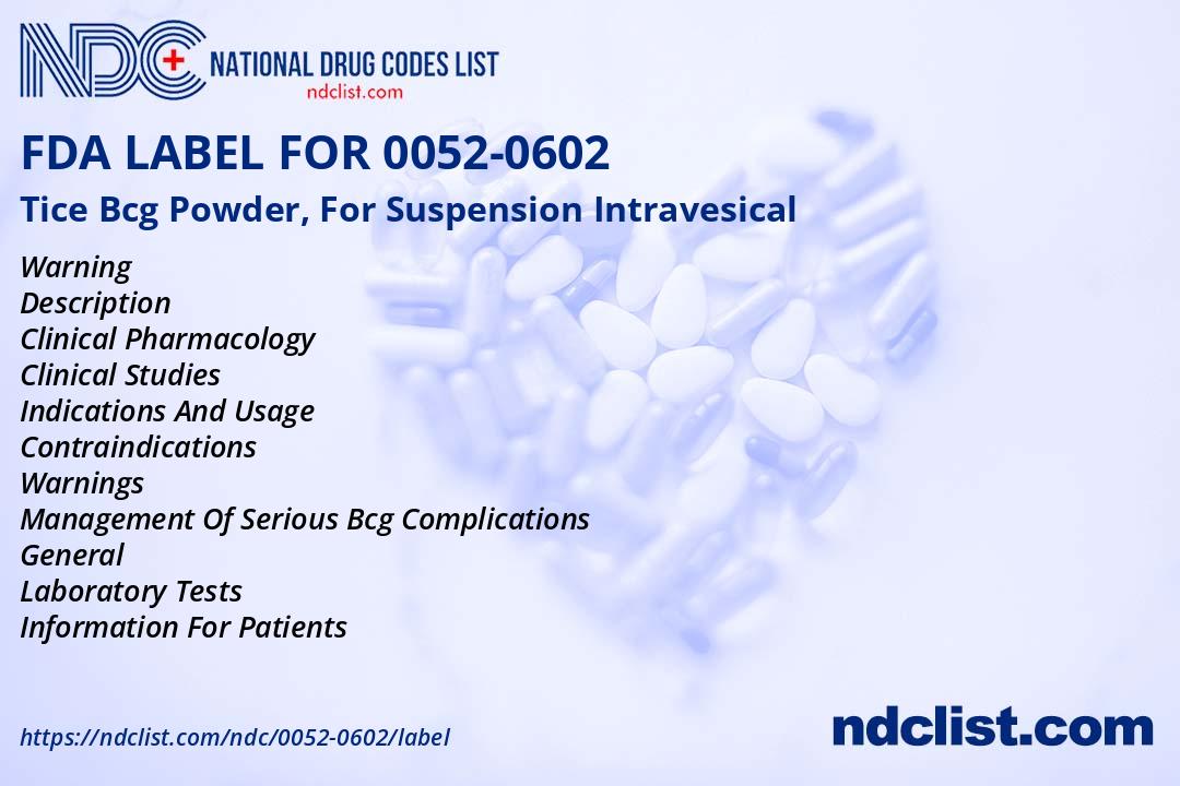FDA Label for Tice Bcg Powder, For Suspension Intravesical ...