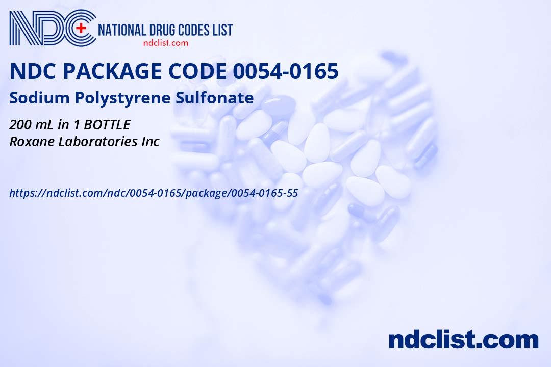 NDC Package 0054-0165-55 Sodium Polystyrene Sulfonate