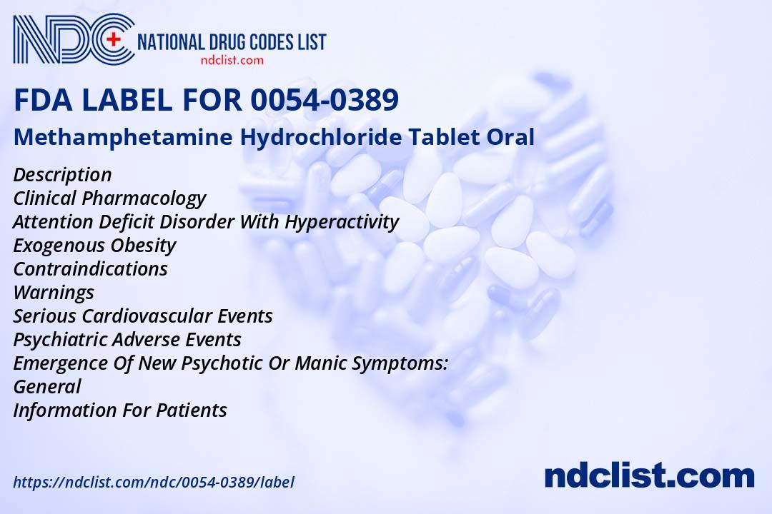 FDA Label for Methamphetamine Hydrochloride Tablet Oral - Indications ...
