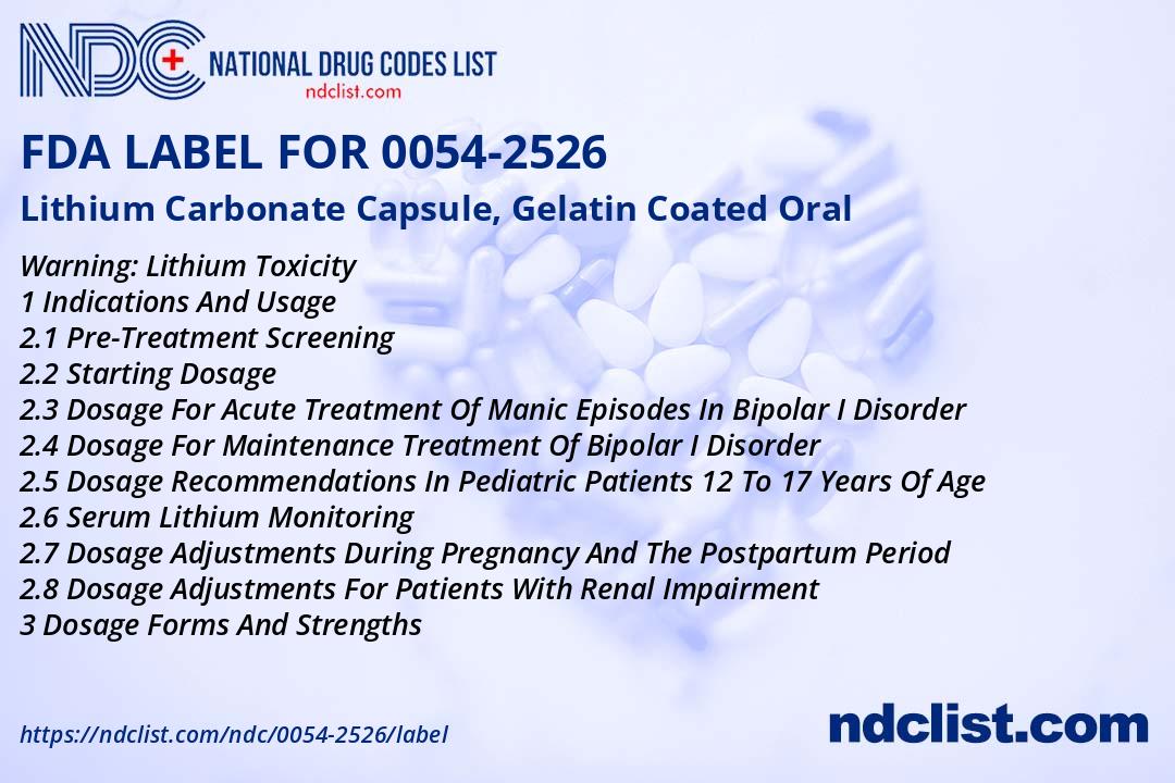 FDA Label for Lithium Carbonate Capsule, Gelatin Coated Oral ...