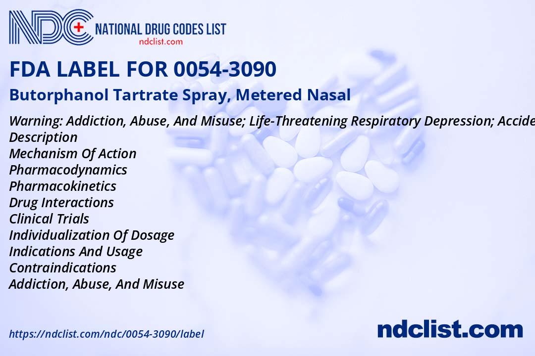 FDA Label for Butorphanol Tartrate Spray, Metered Nasal - Indications ...