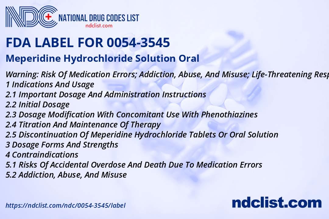 Meperidine Hydrochloride Solution- FDA Label NDC0054-3545