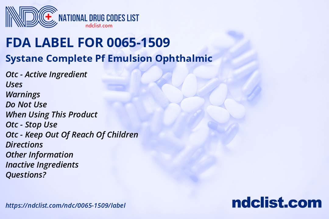 Systane Complete Pf Emulsion FDA Label - NDC 0065-1509