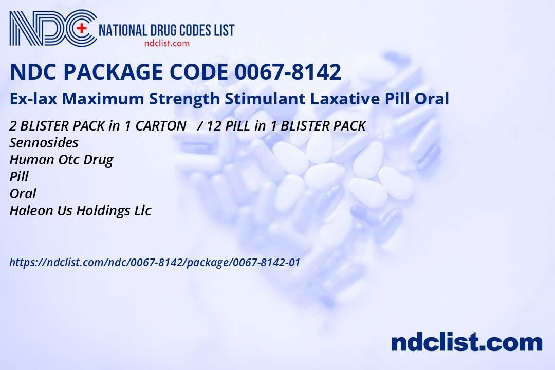 NDC Package 0067-8142-01 Ex-lax Maximum Strength Stimulant Laxative ...