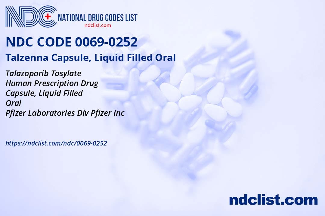 NDC 0069-0252 Talzenna Capsule, Liquid Filled Oral