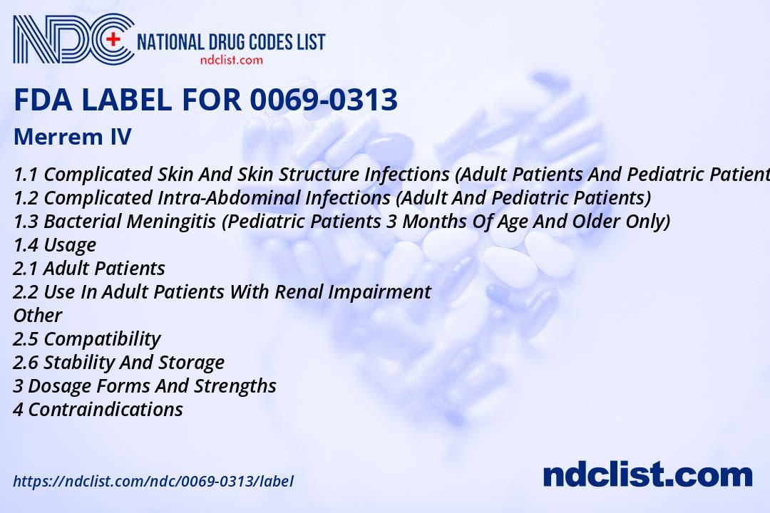 FDA Label for Merrem IV - Indications, Usage & Precautions