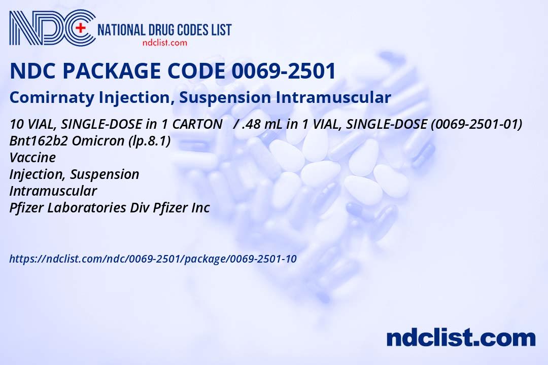 Comirnaty Injection, Suspension NDC Package 0069-2501-10
