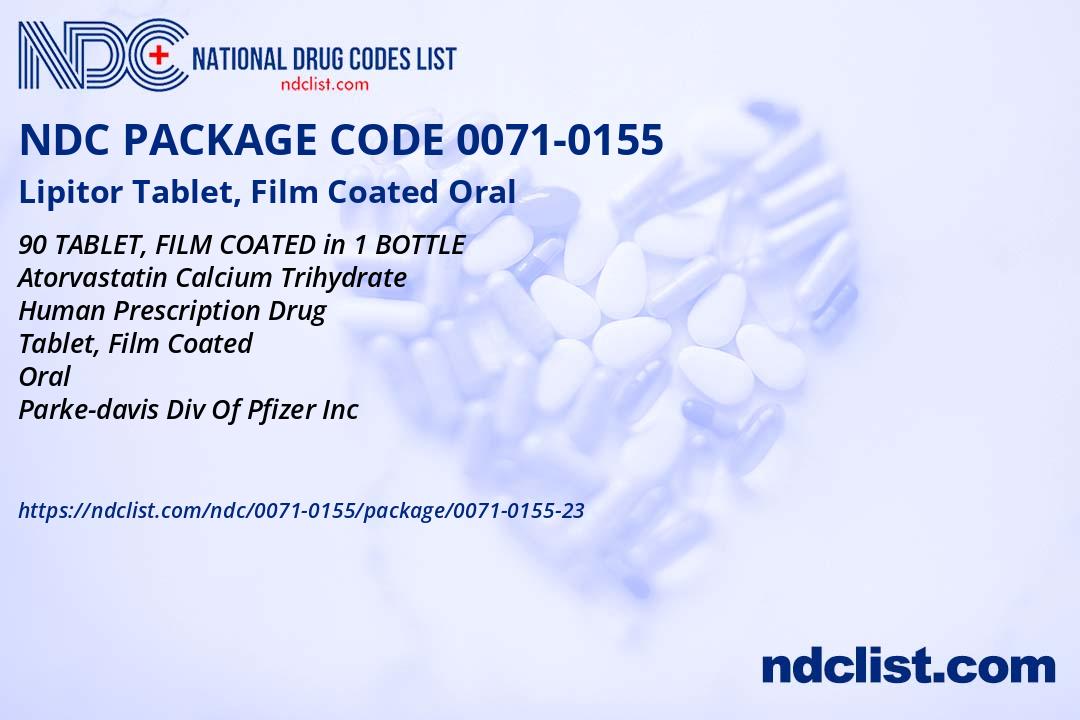 Lipitor NDC Package 0071-0155-23