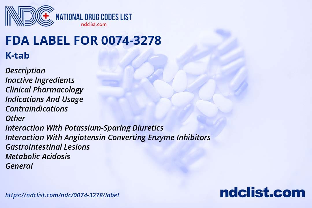 FDA Label for K-tab - Indications, Usage & Precautions