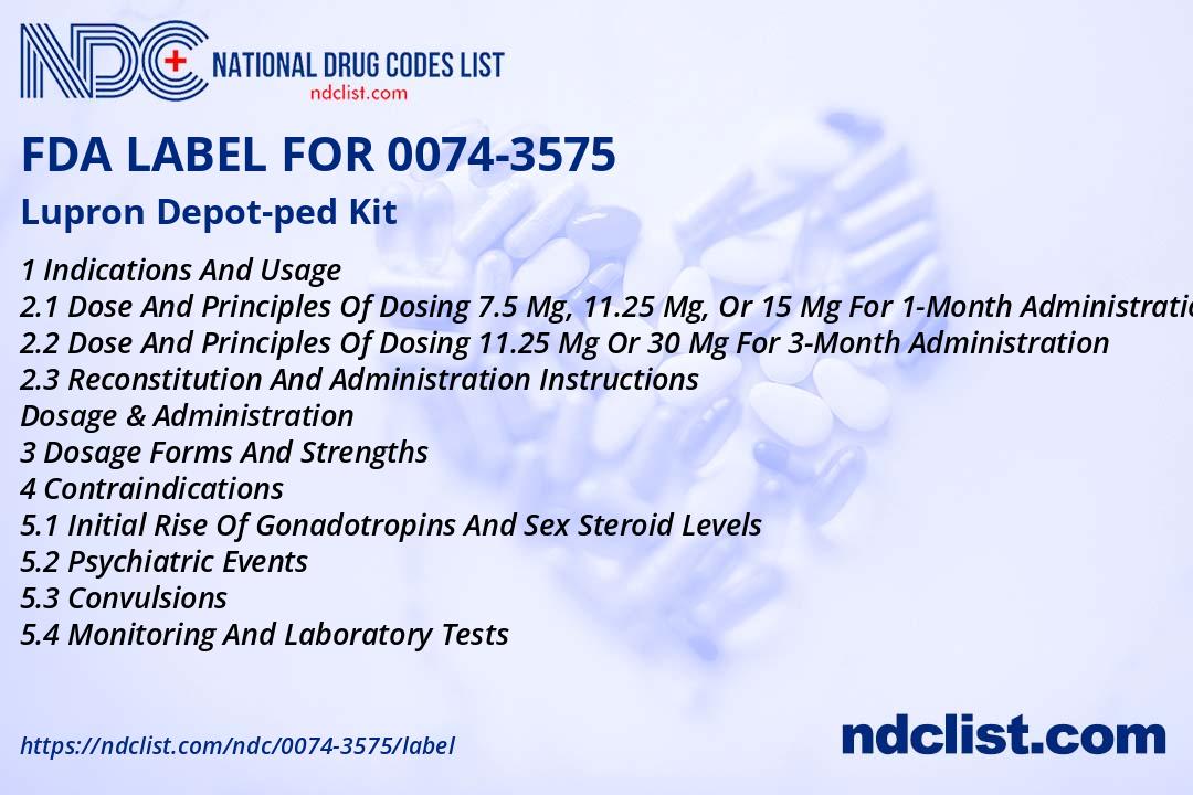 FDA Label for Lupron Depot-ped Kit - Indications, Usage & Precautions