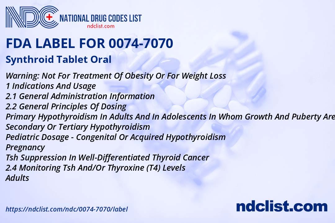 FDA Label for Synthroid Tablet Oral - Indications, Usage & Precautions