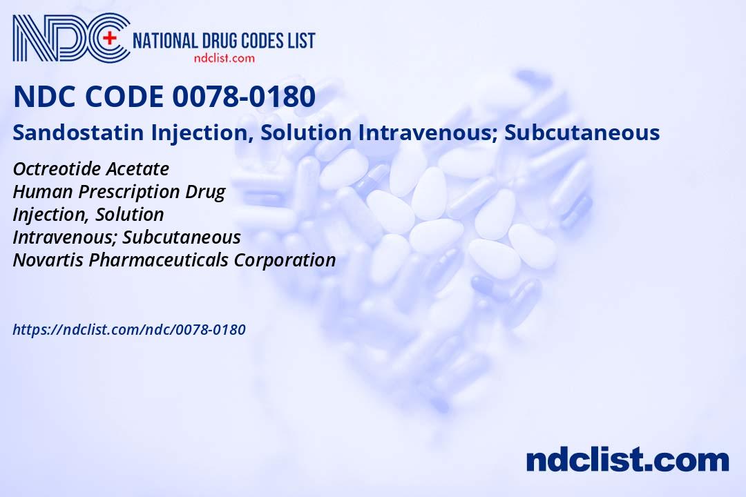 NDC 0078-0180 Sandostatin Injection, Solution Intravenous; Subcutaneous