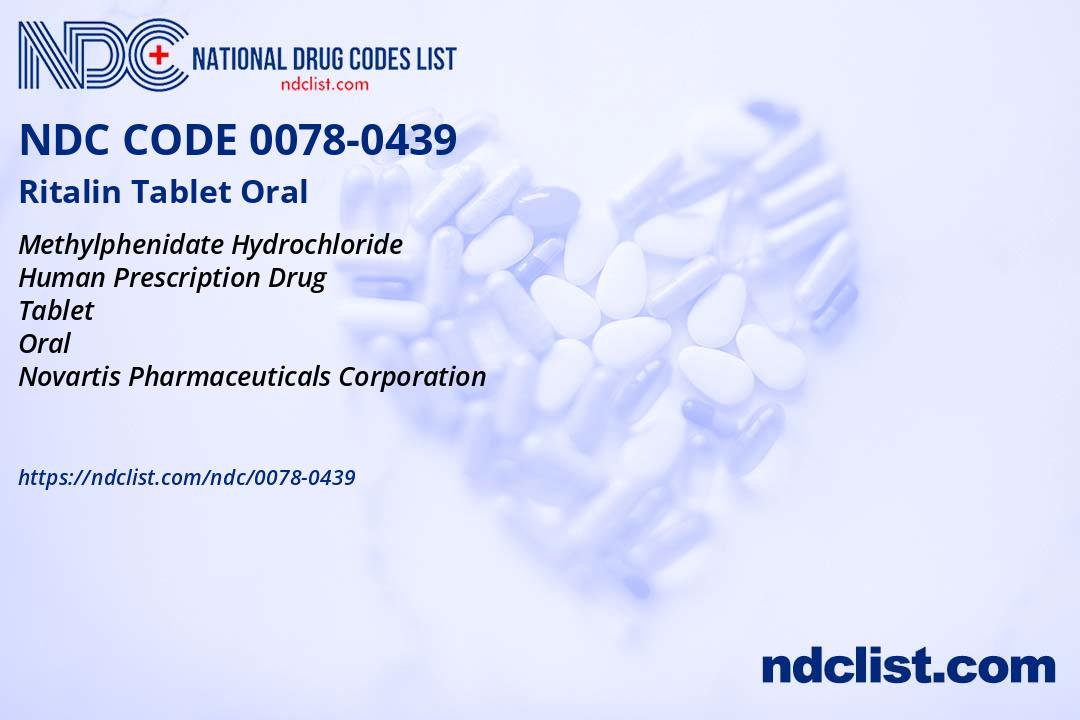 NDC 0078-0439 Ritalin Tablet Oral