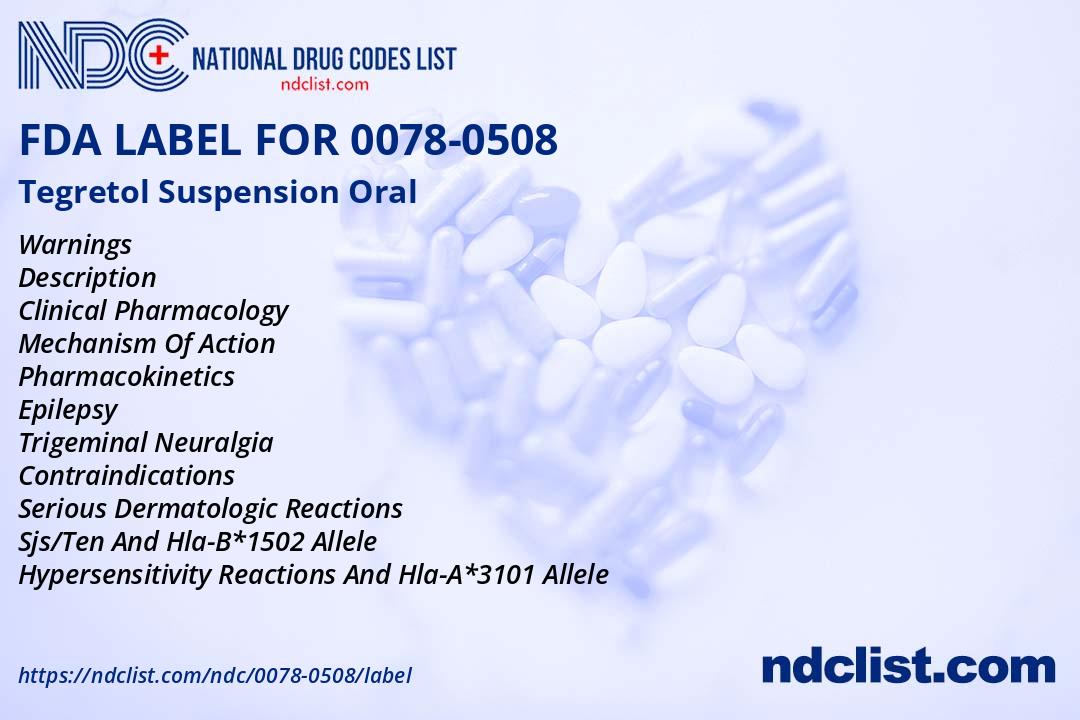 Tegretol Suspension FDA Label - NDC 0078-0508