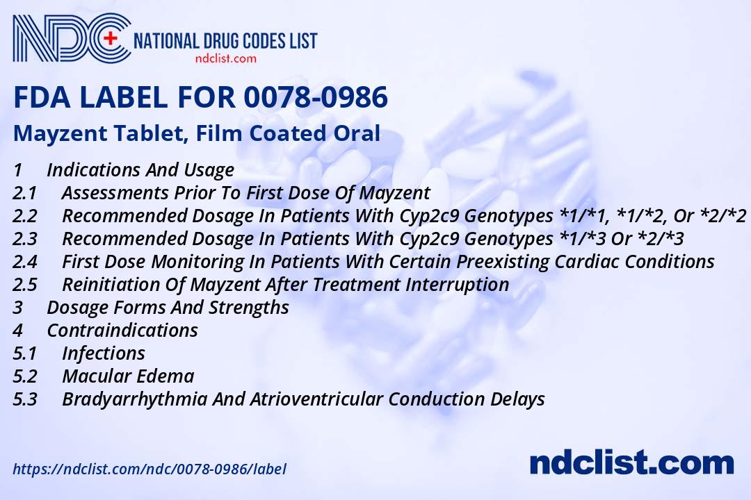 FDA Label for Mayzent Tablet, Film Coated Oral - Indications, Usage ...