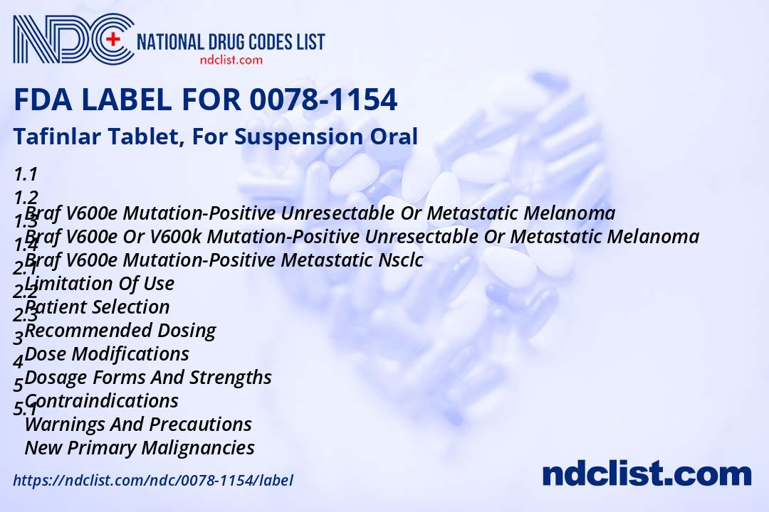 Tafinlar Tablet, For Suspension- FDA Label NDC0078-1154