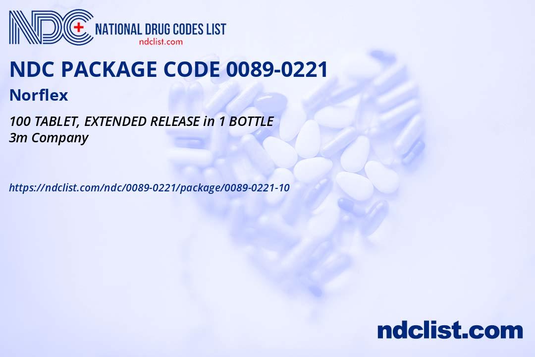 NDC Package 0089-0221-10 Norflex