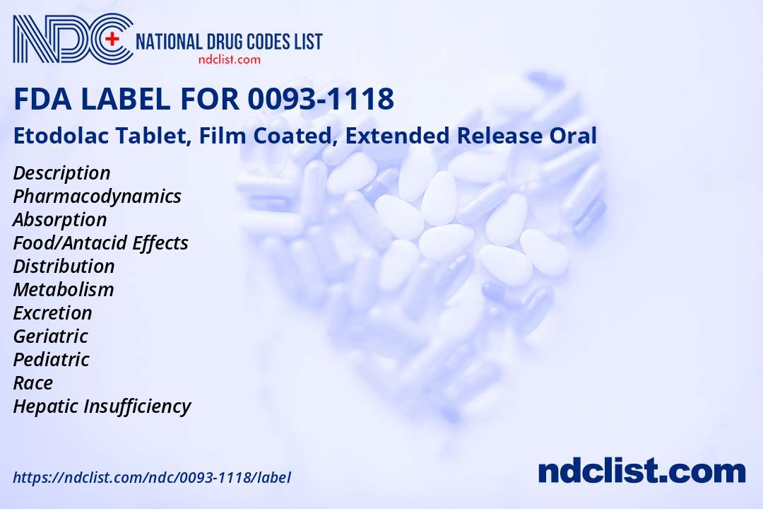 Etodolac FDA Label - NDC 0093-1118