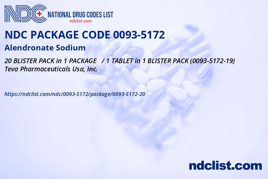 NDC Package 0093-5172-20 Alendronate Sodium