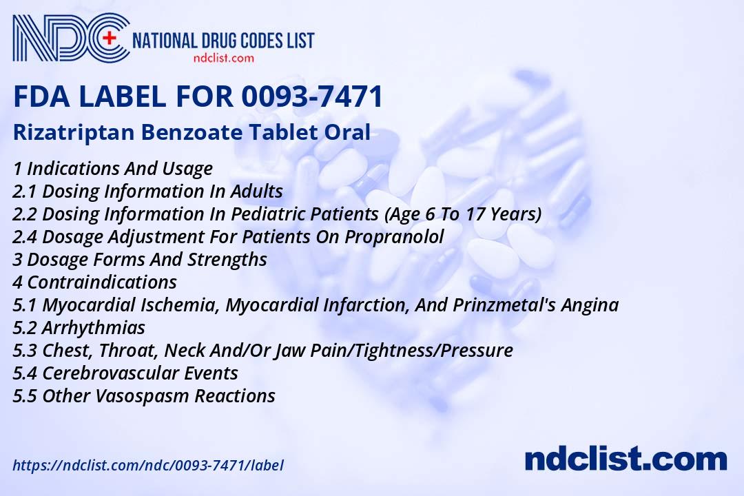 FDA Label for Rizatriptan Benzoate Tablet Oral - Indications, Usage ...