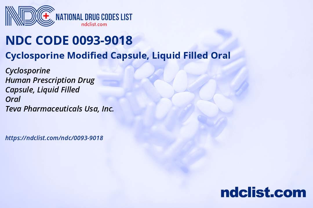 NDC 0093-9018 Cyclosporine Modified Capsule, Liquid Filled Oral