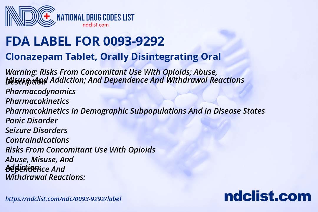 FDA Label for Clonazepam Tablet, Orally Disintegrating Oral ...