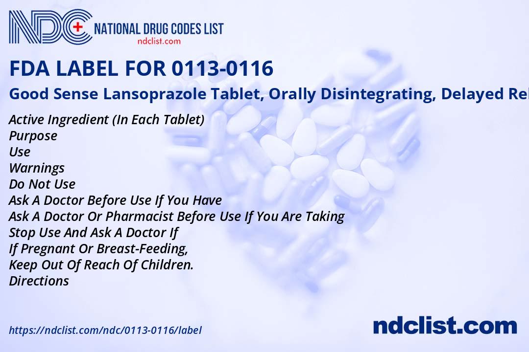 Good Sense Lansoprazole FDA Label - NDC 0113-0116
