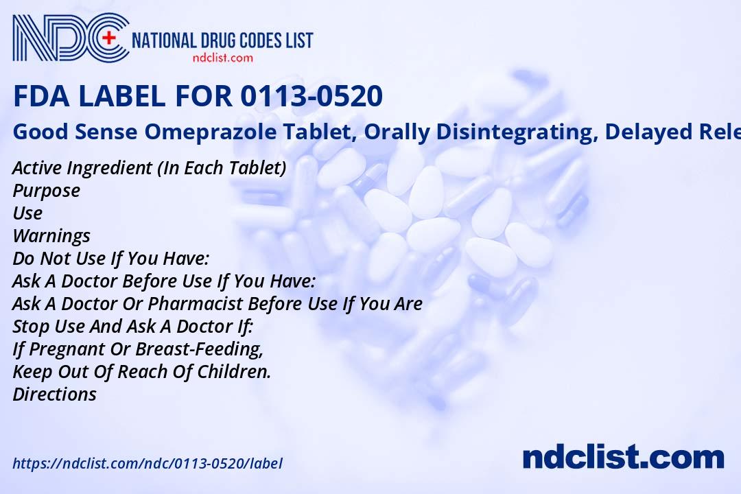 Good Sense Omeprazole FDA Label - NDC 0113-0520
